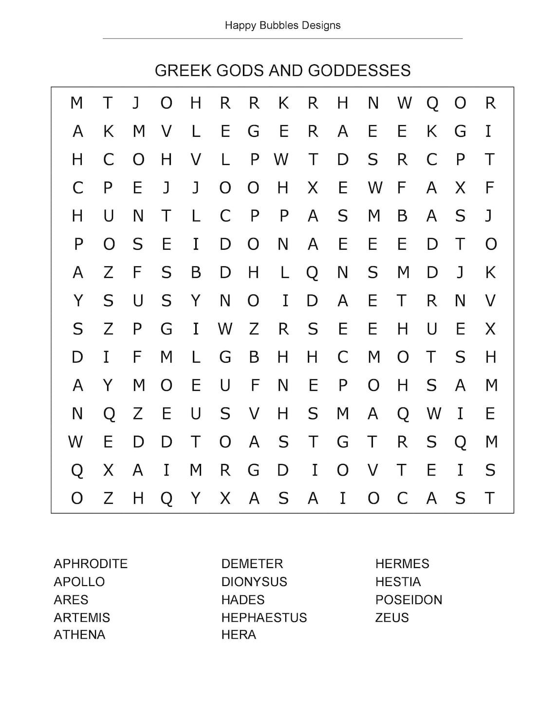 Greek Gods Word Search Puzzle in Large Print - Etsy