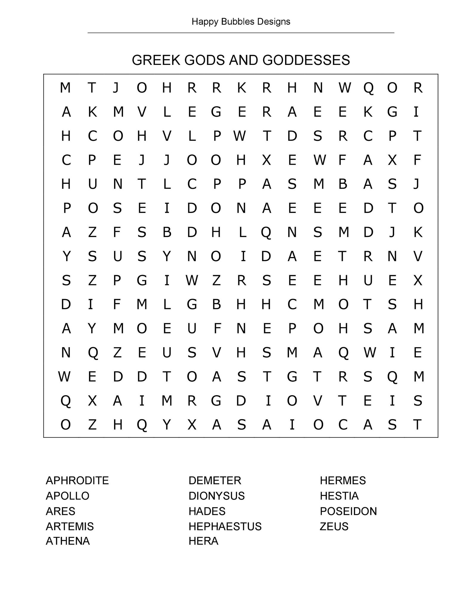 Greek Gods Word Search Puzzle in Large Print - Etsy