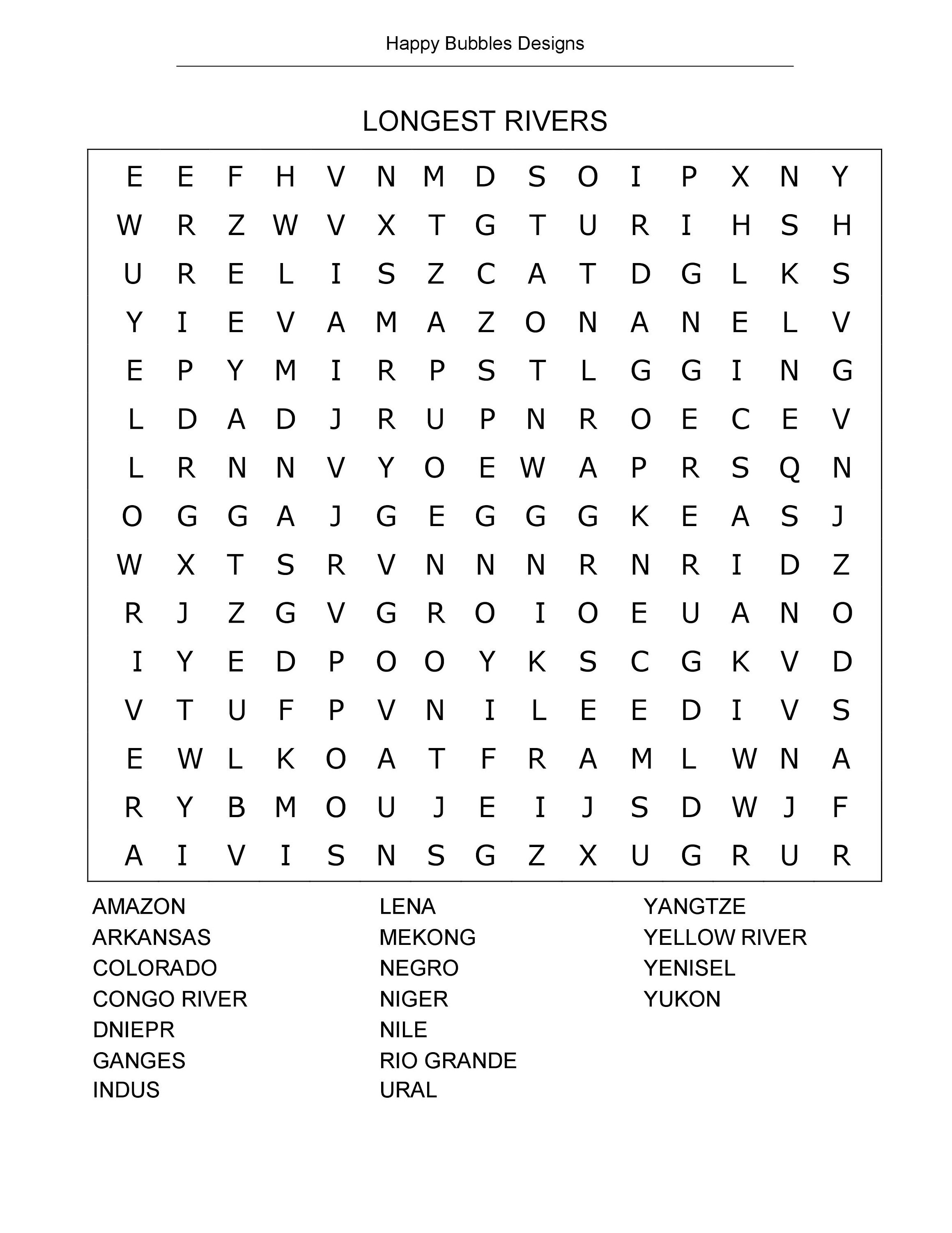 Longest Rivers Word Search Puzzle in Large Print - Etsy