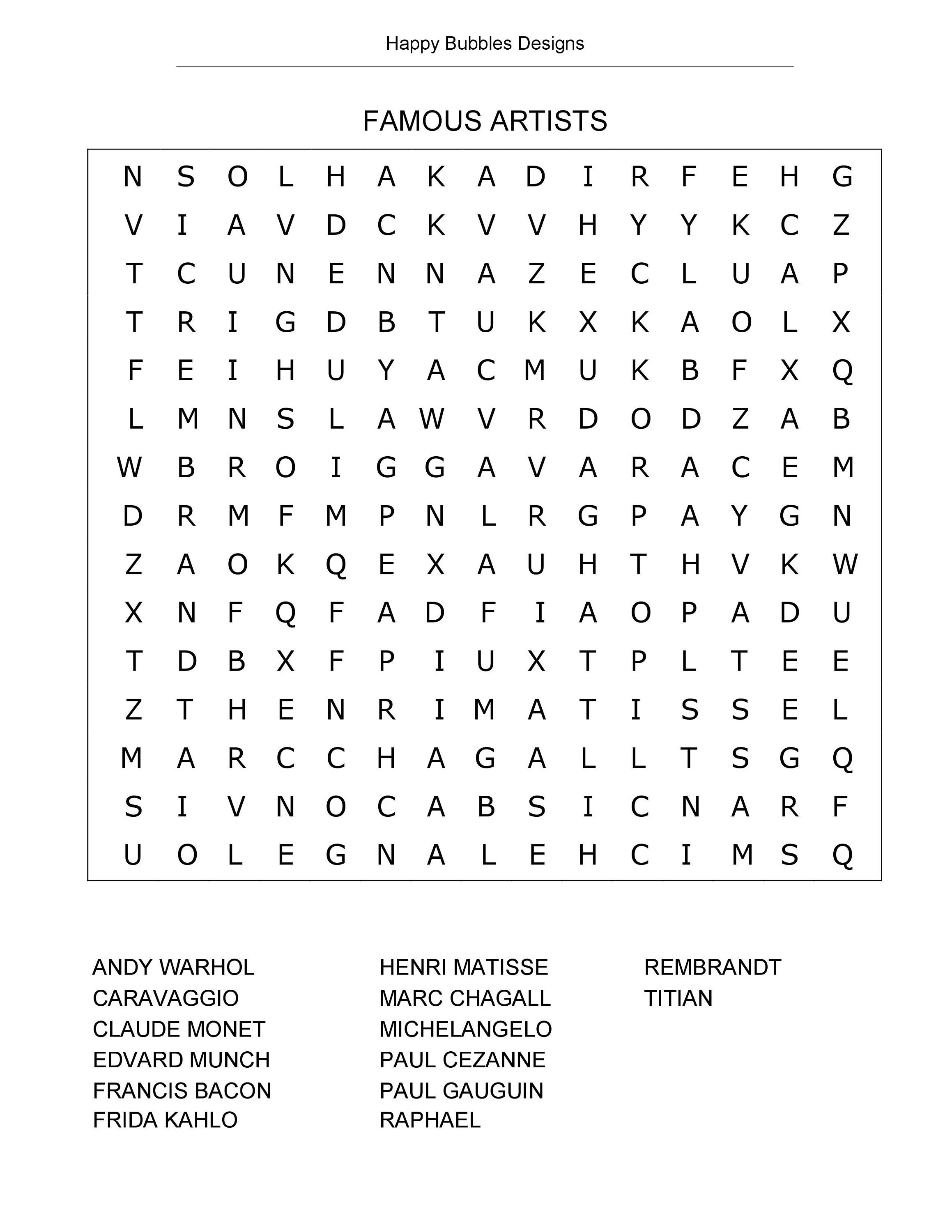 Michelangelo Word Search