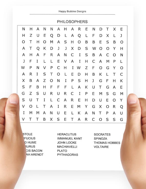Philosophers Word Search Puzzle in Large Print - Etsy