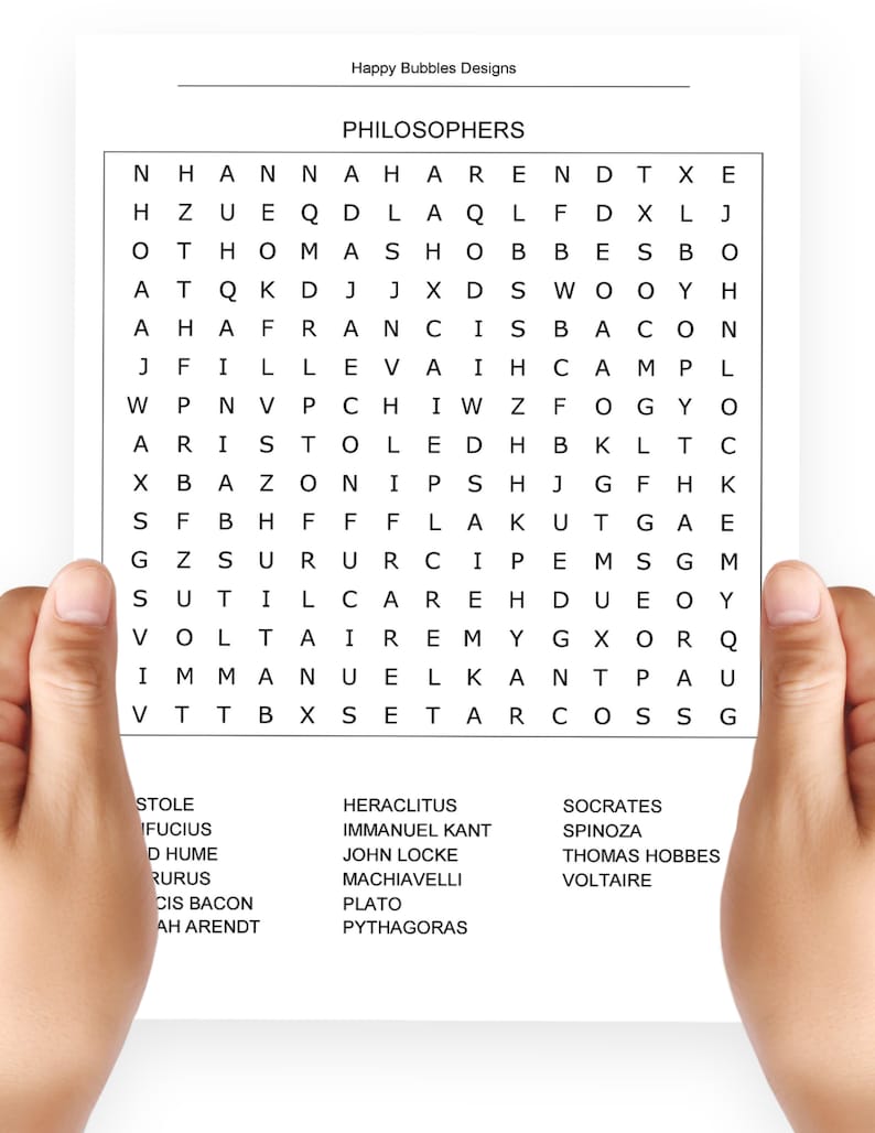 Philosophers Word Search Puzzle in Large Print - Etsy