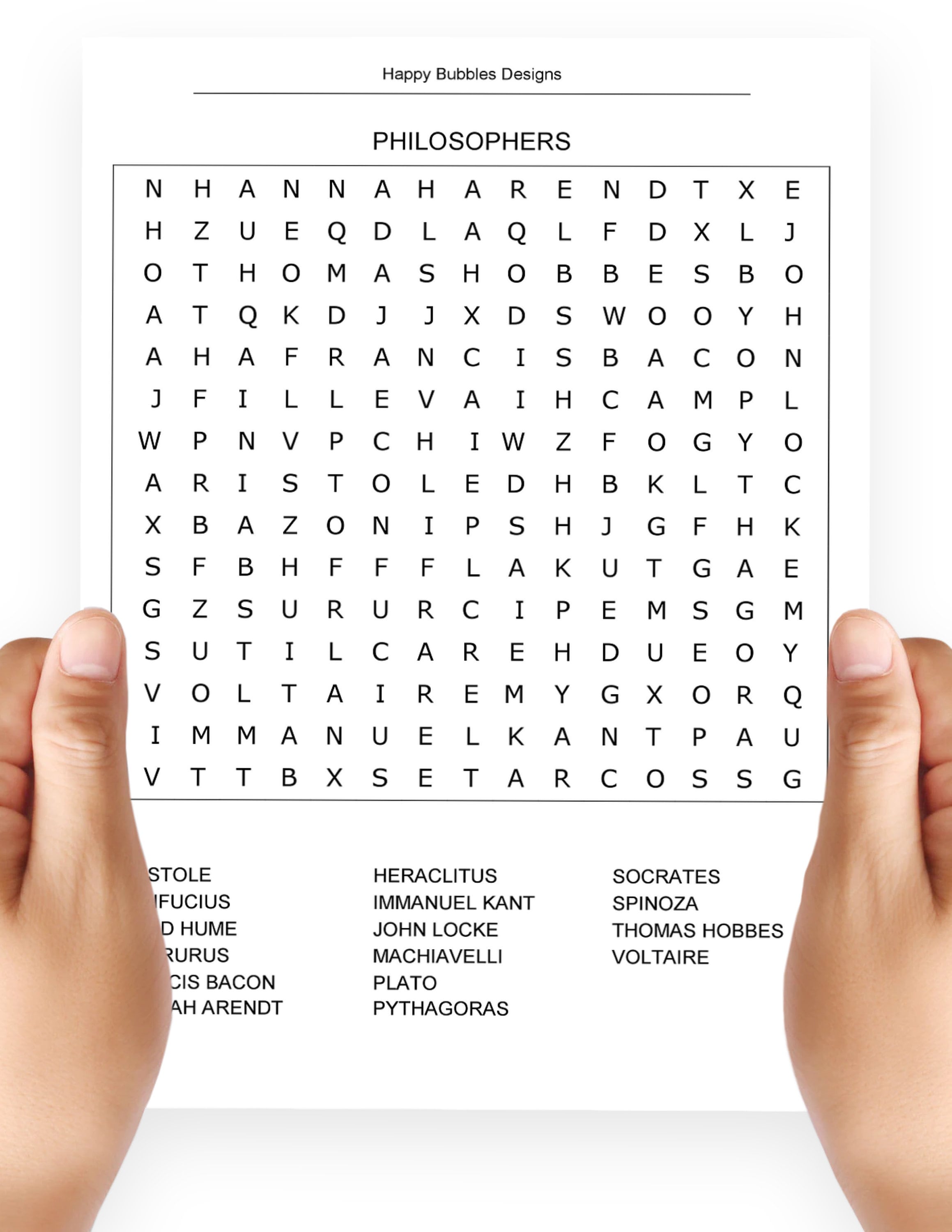 Philosophers Word Search Puzzle in Large Print - Etsy