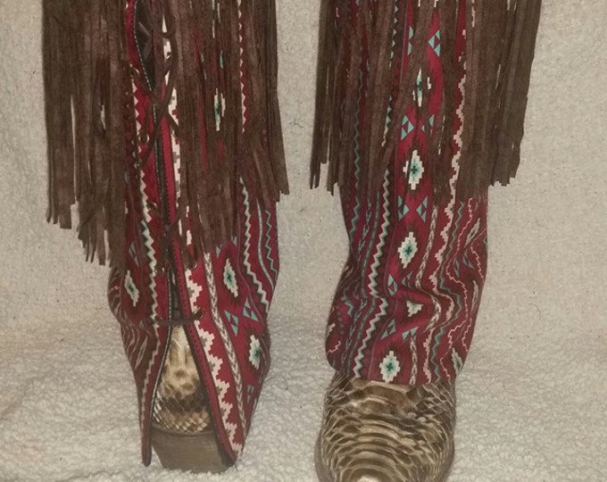 Boot Blankets-maroon Aztec With Fringe - Etsy