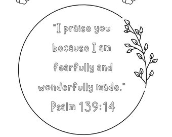 Coloring Page Digital Download / Fearfully and Wonderfully Made / Bible ...