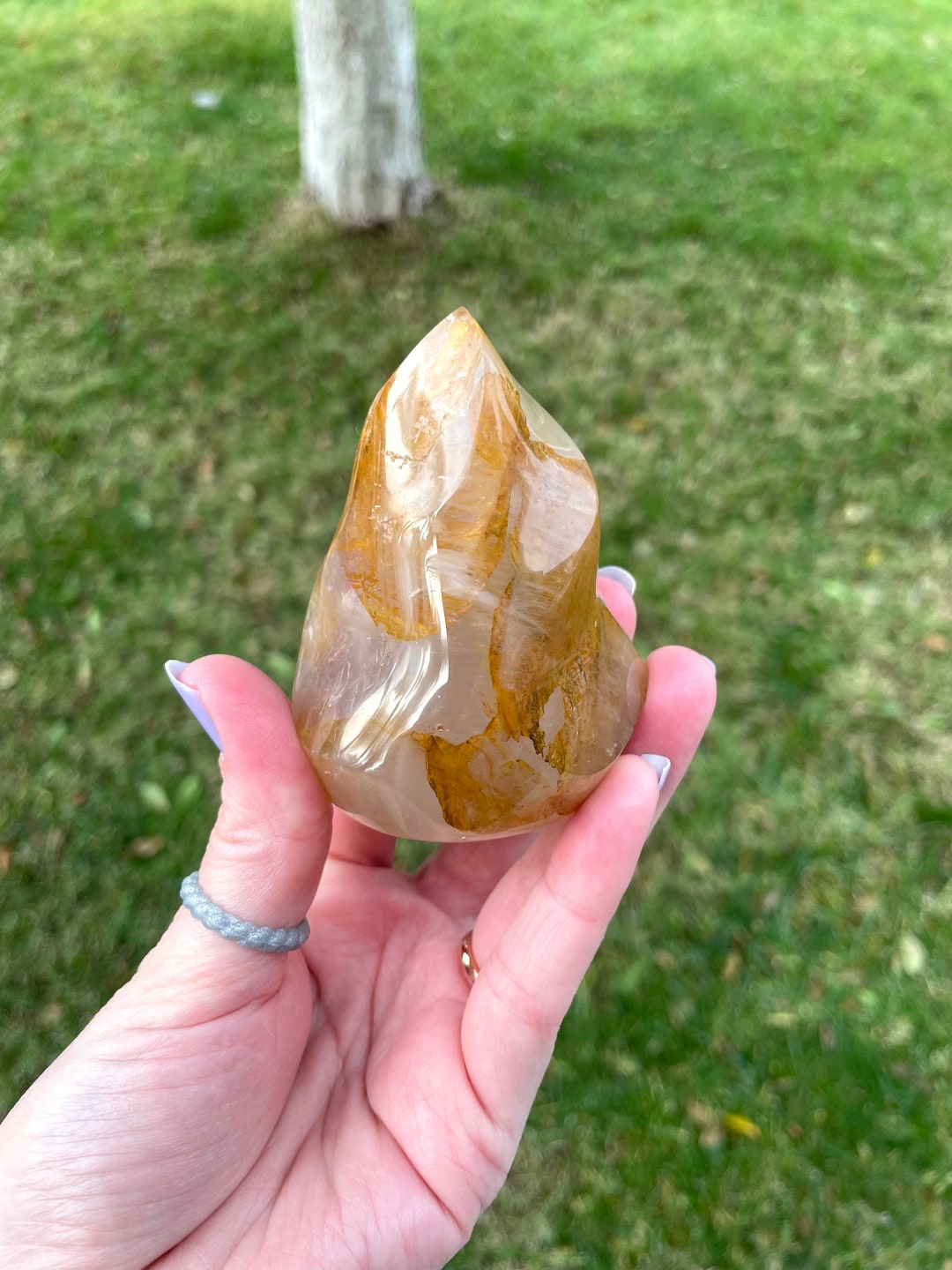Golden Healer Flame, Gemstone Flames, Natural Crystal Carvings, One of ...