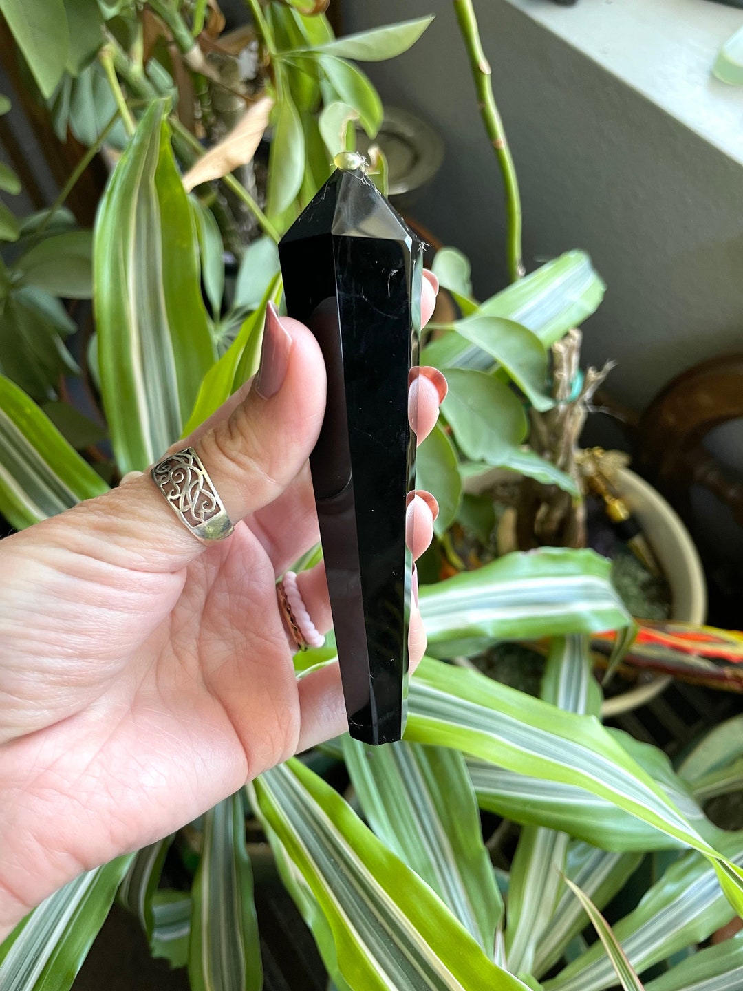 Black Obsidian Wand, Crystal Wands, Black Crystals, Yoga, Natural ...