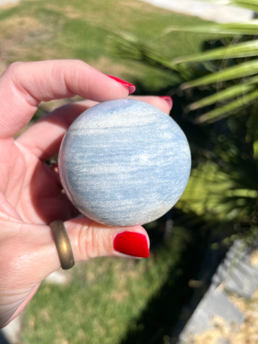 Blue Calcite Gemstone Sphere, Large Spheres, Healing Crystals, Natural ...