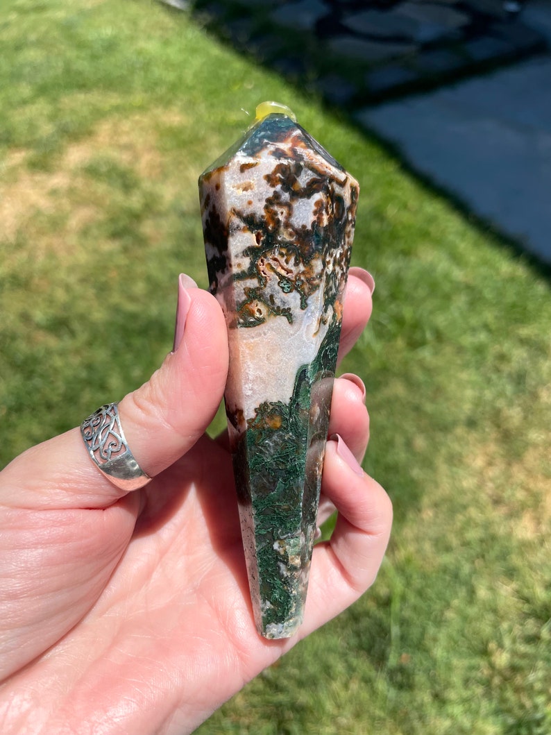 Red Moss Agate Wand, Natural Gemstones, One of a Kind, Unique Patterns ...
