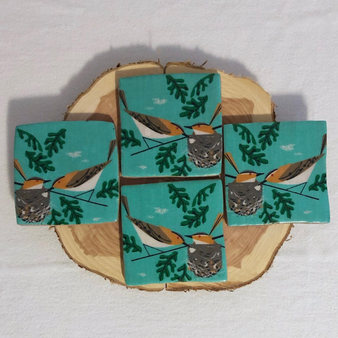 Charley Harper Red Eyed Vireo Coaster Set Cheery, Contemporary Coasters ...