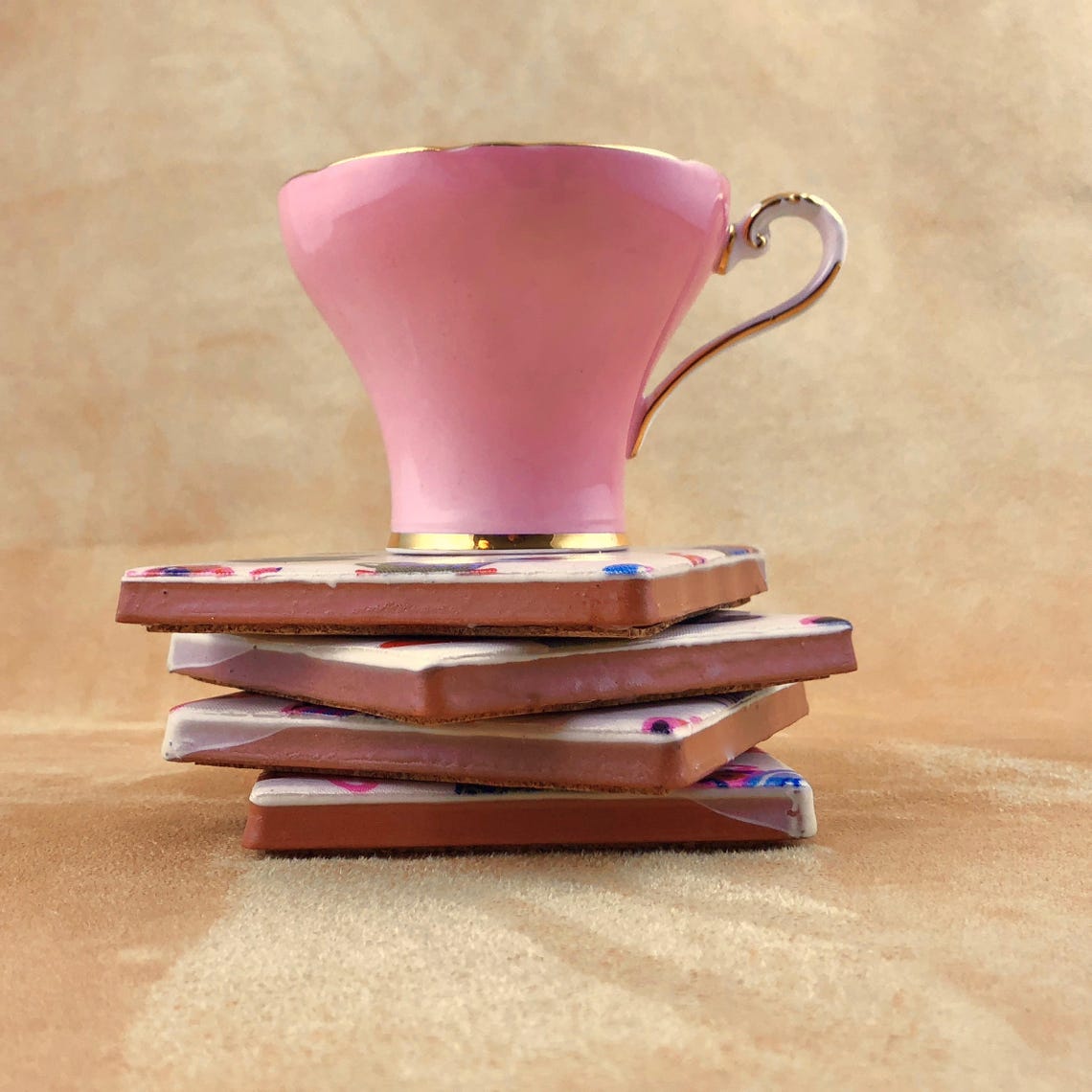 Spring Time Tea Time Coaster Set Feel Like Alice the Mad - Etsy