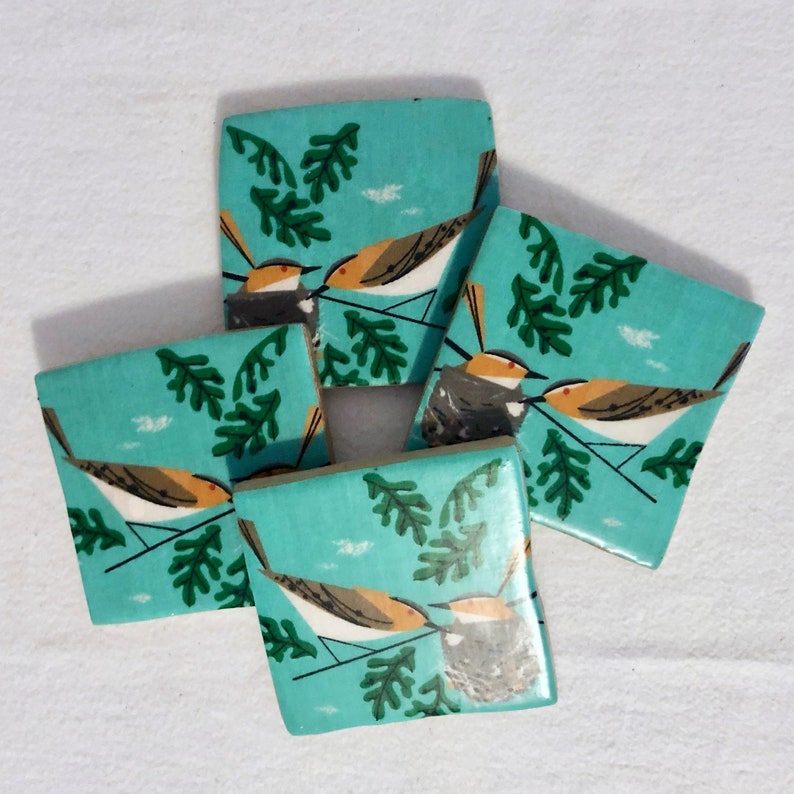 Charley Harper Red Eyed Vireo Coaster Set Cheery, Contemporary Coasters ...