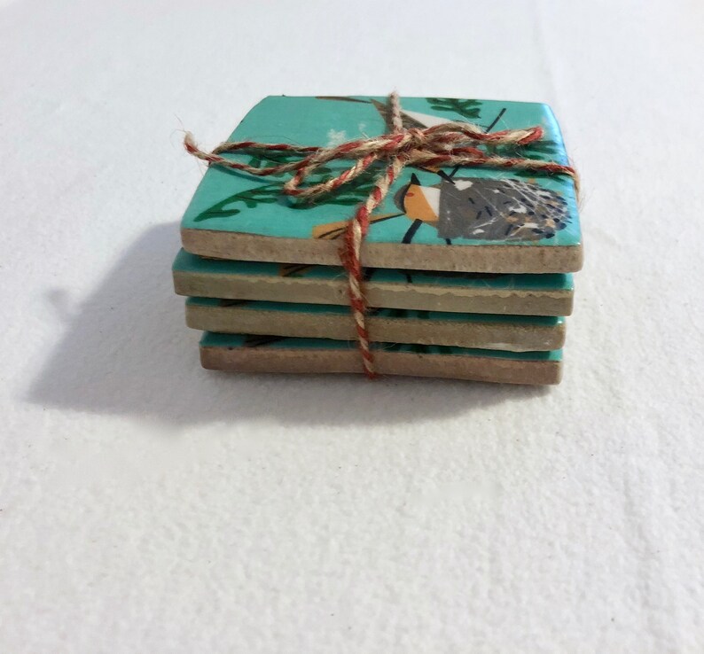 Charley Harper Red Eyed Vireo Coaster Set Cheery, Contemporary Coasters ...