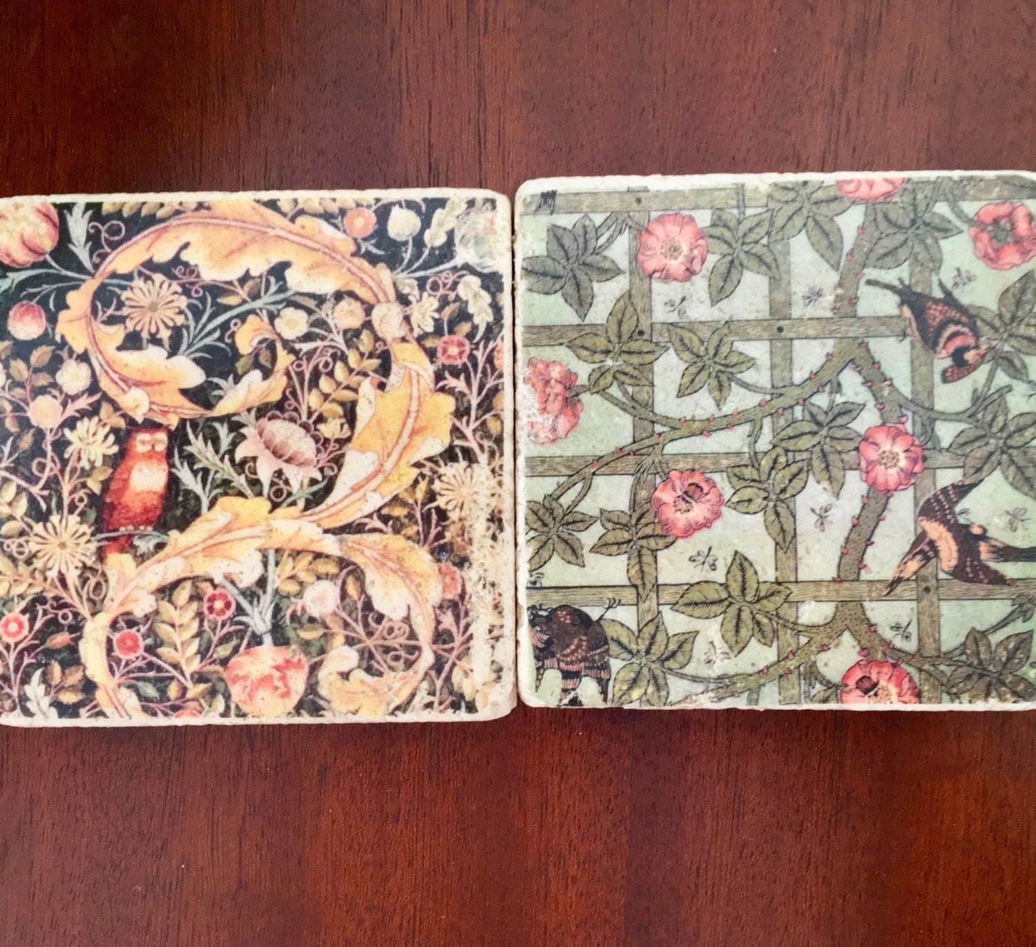 Arts and Crafts Tile Coaster Set Feature Four Classic - Etsy