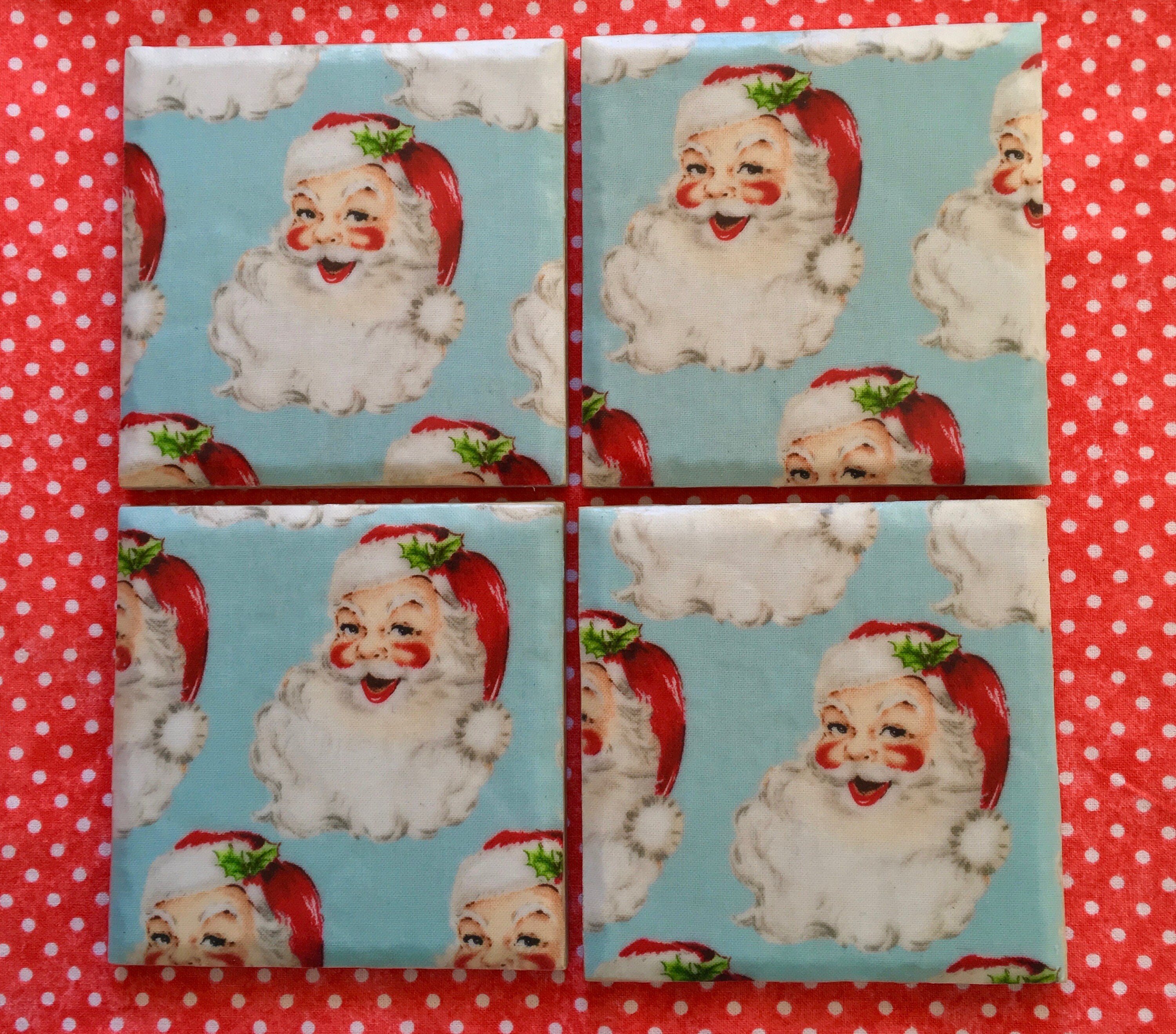 Christmas Ready With Four Vintage Santa Clause Tile - Etsy