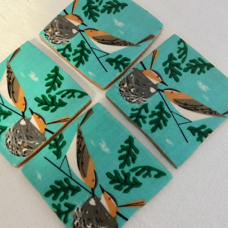 Charley Harper Red Eyed Vireo Coaster Set Cheery, Contemporary Coasters ...