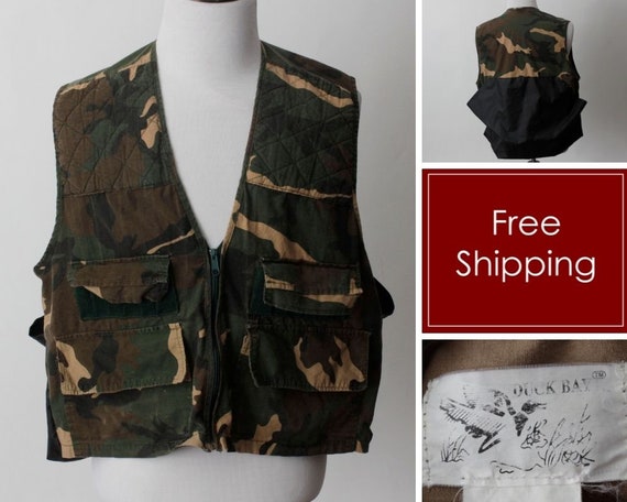Vintage 80s Camo Hunting Vest Duck Camouflage Hunter … - Gem