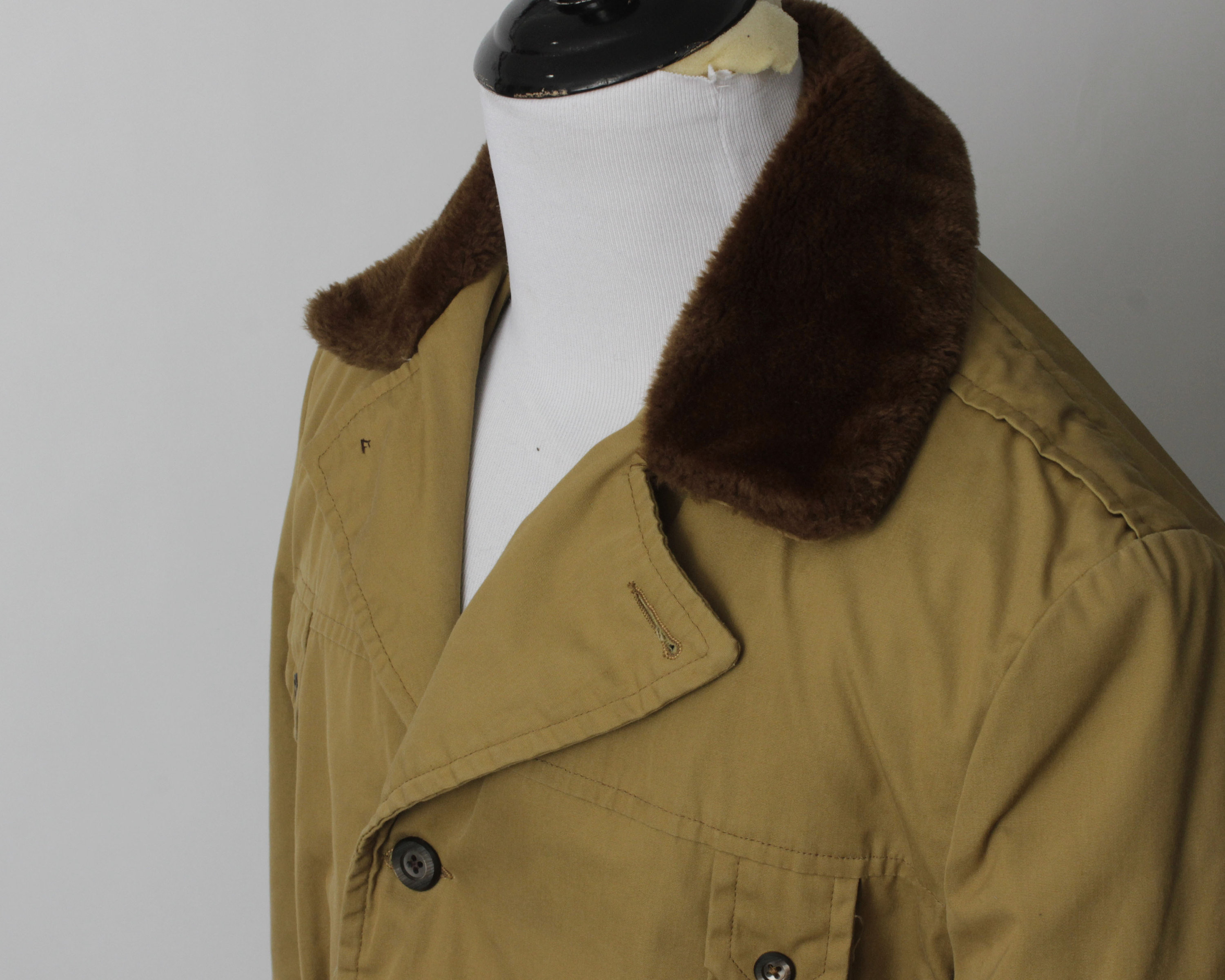 Vintage 70s Coat Men's Faux Fur Pimp Brown Belt Collar Mustard - 70's ...