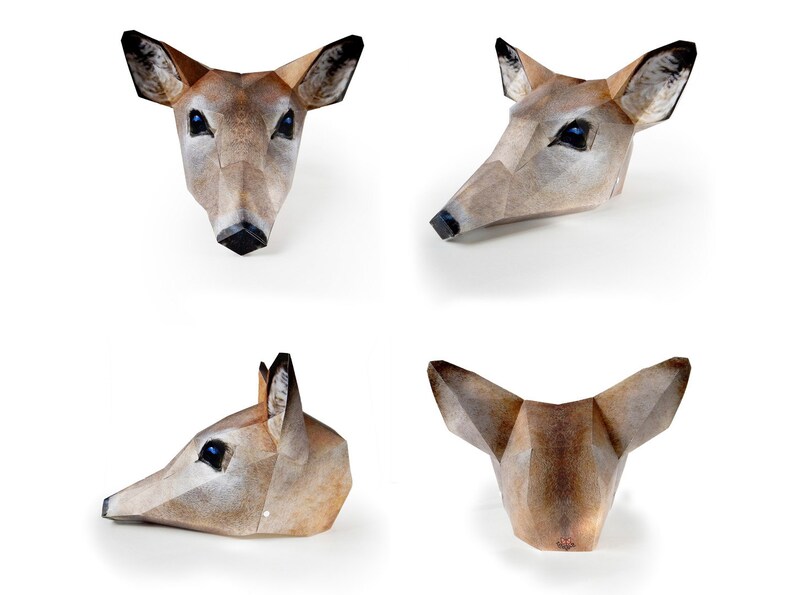 Deer Mask Printed Paper Mask Faux Taxidermy Eco-friendly Recycled Card ...