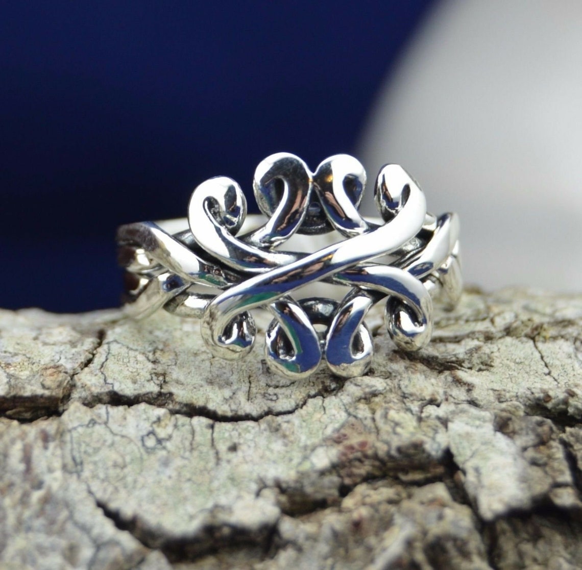 4 piece Sterling Silver Puzzle Ring in sizes 6 7 8 9 10 | Etsy