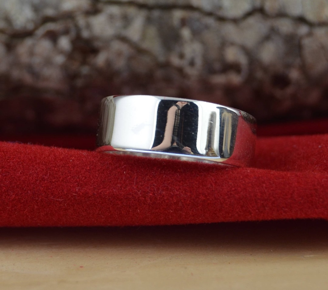925 Sterling Silver Flat Band Ring • 7mm Width • High Polish Finish ...