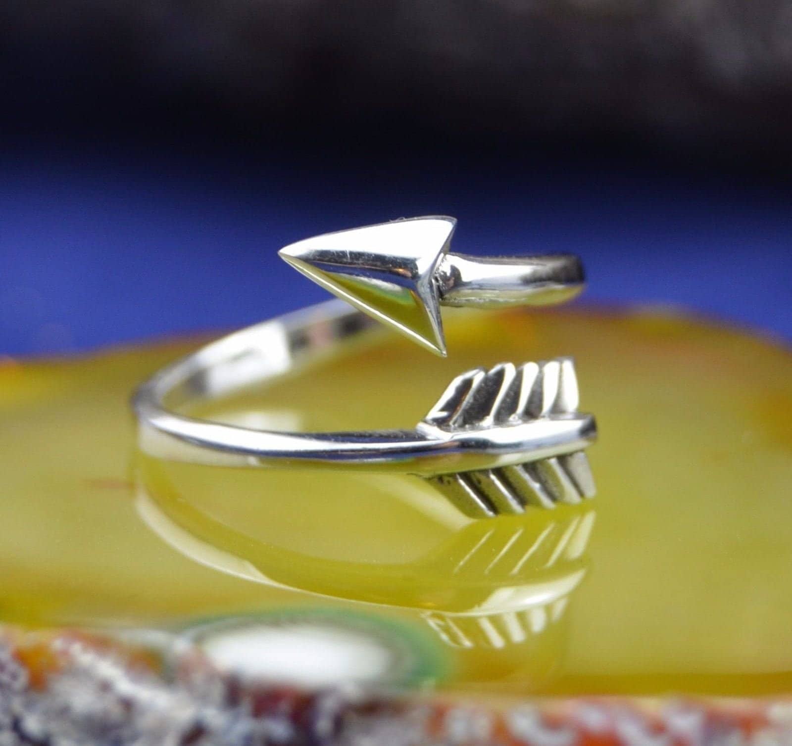 Sterling Silver Wrap Style Slightly Adjustable Arrow Ring | Etsy