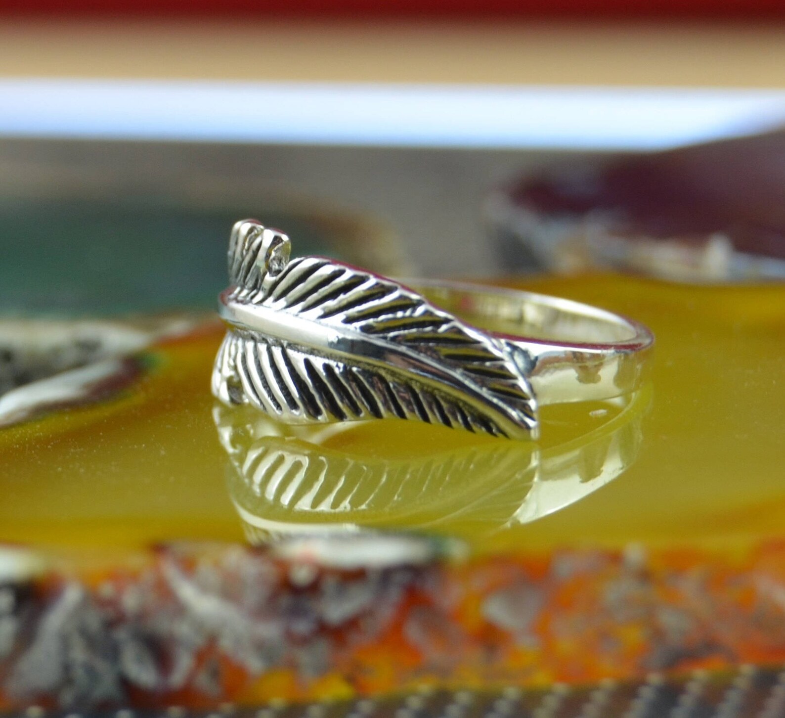 Sterling Silver Feather Band Ring in Sizes 6, 7, 8, 9 - Etsy
