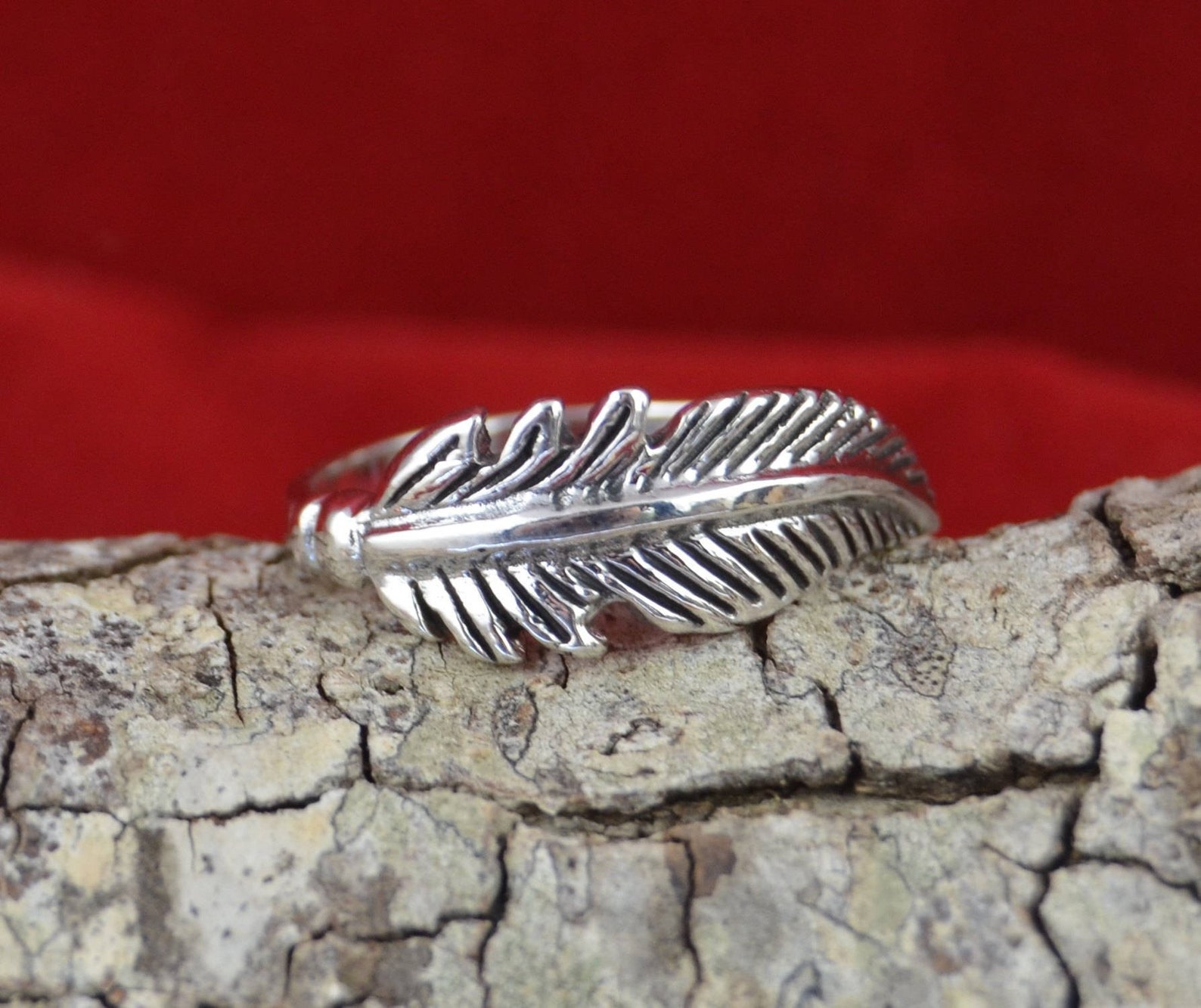 Sterling Silver Feather Band Ring in Sizes 6, 7, 8, 9 - Etsy