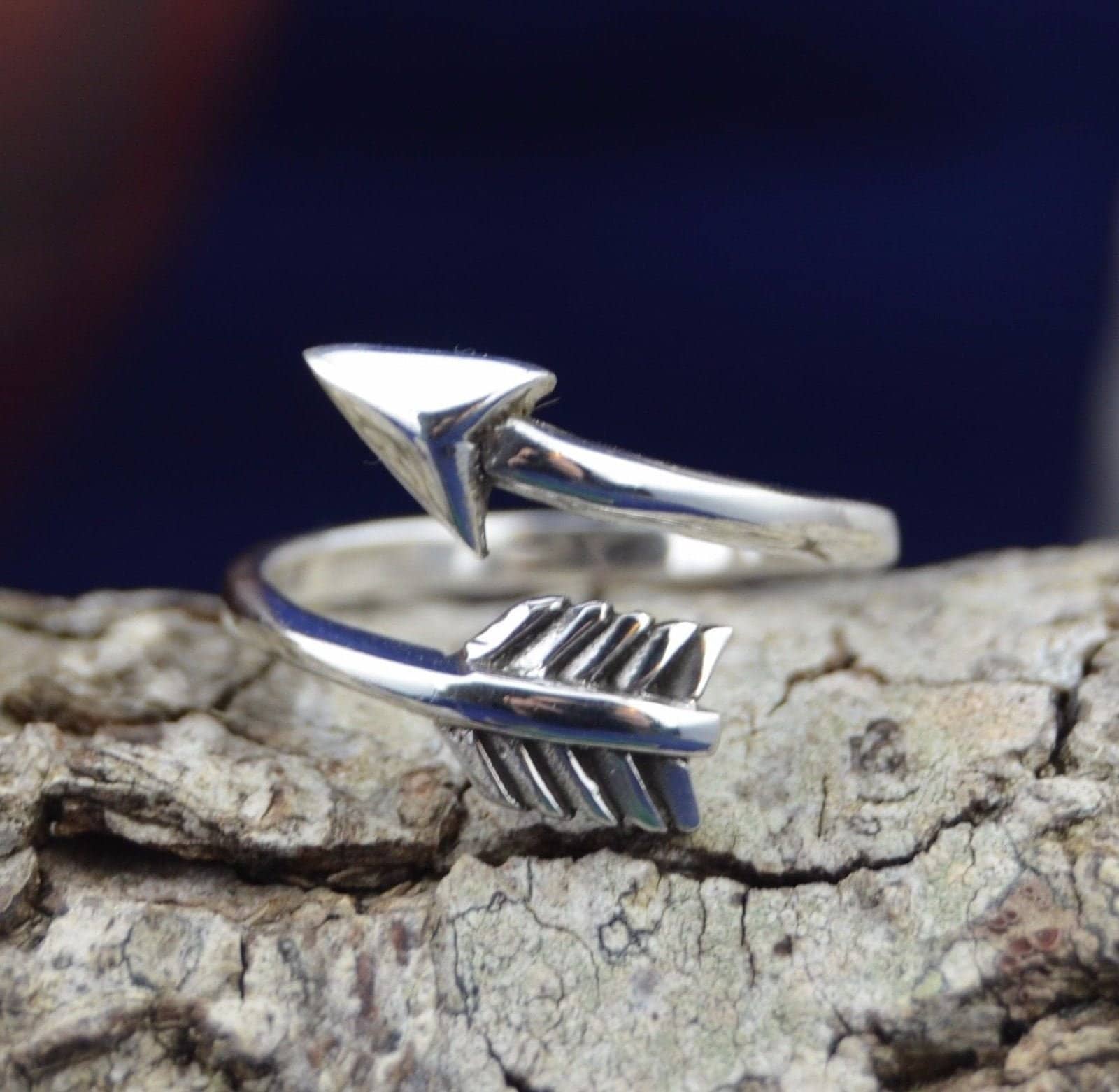 Sterling Silver Wrap Style Slightly Adjustable Arrow Ring | Etsy