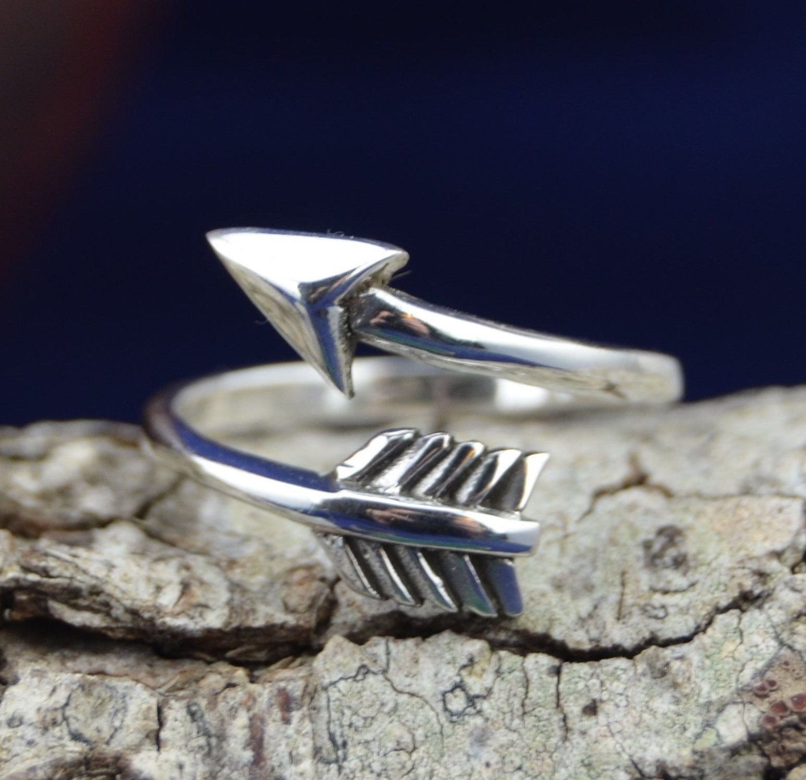 Sterling Silver Wrap Style Slightly Adjustable Arrow Ring | Etsy