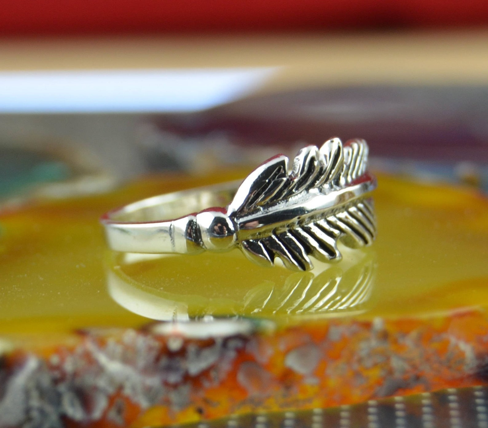 Sterling Silver Feather Band Ring in Sizes 6, 7, 8, 9 - Etsy