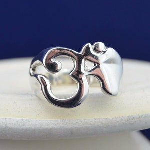 Wide Band Sterling Silver Ring With OM Design in Sizes 6, 7, 8, 9, 10 ...