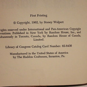 Nine Hours to Rama by Stanley Wolpert 1962 First Edition Hardcover Book ...