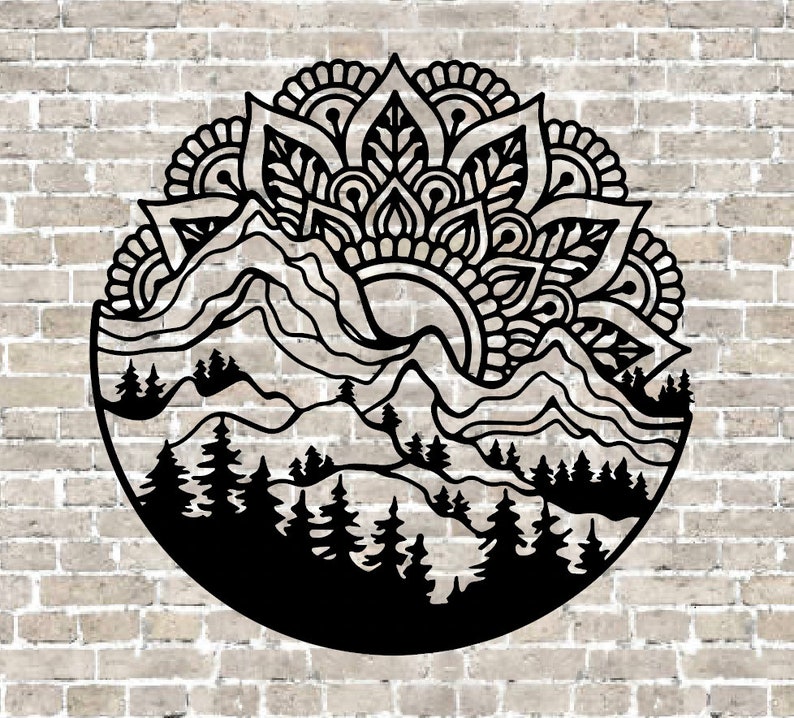 Mandala Mountains and Trees Digital File - Single or Multi-layered SVG ...