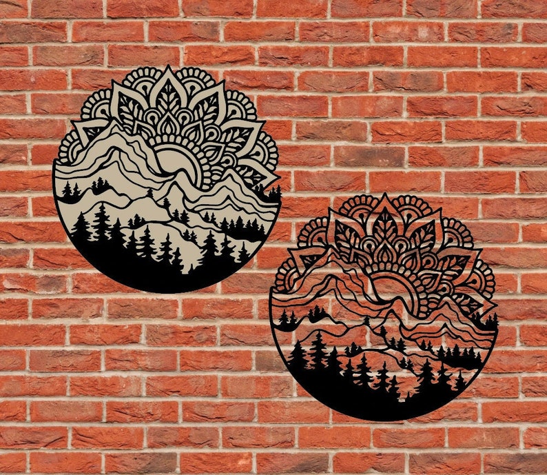 Mandala Mountains and Trees Digital File - Single or Multi-layered SVG ...