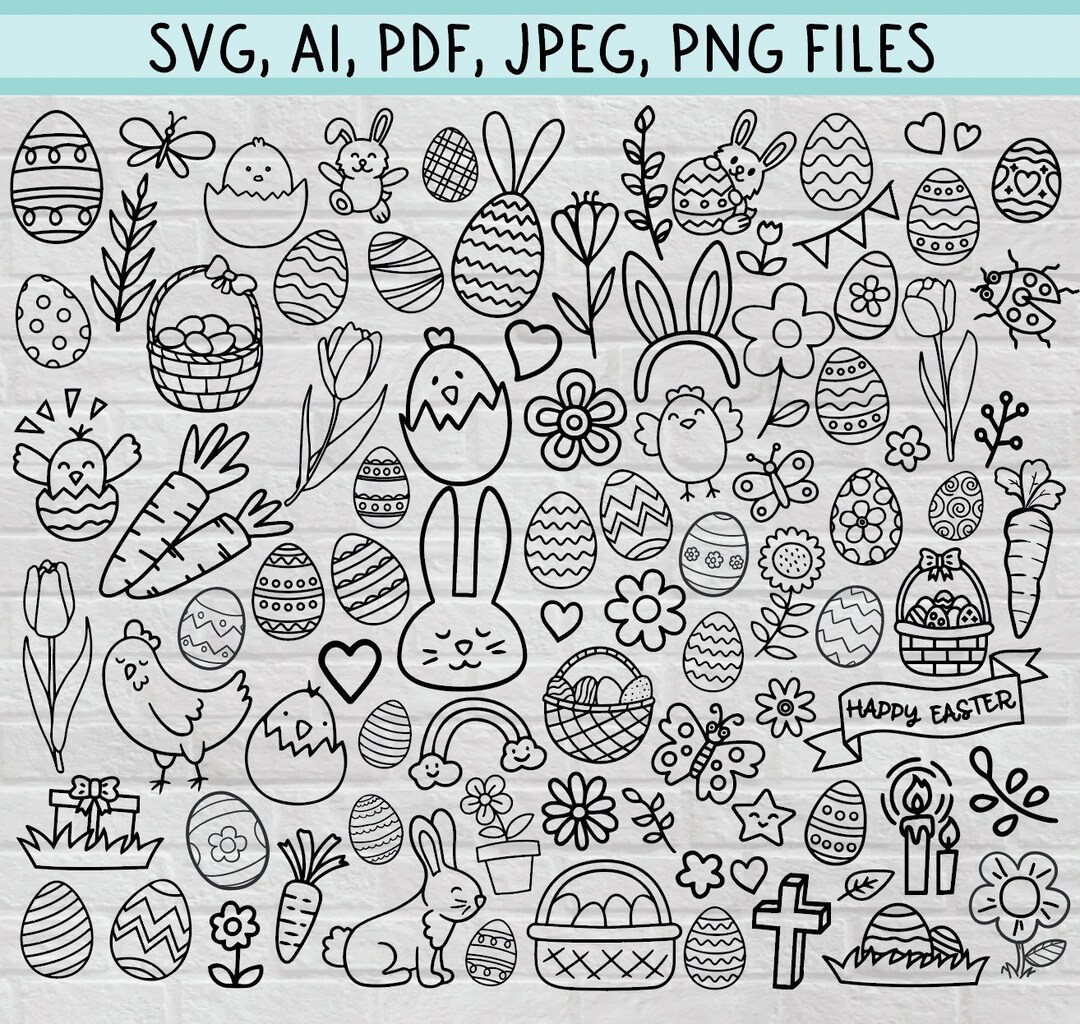 Ultimate Easter and Spring Doodle Digital File Clipart Bundle (SVG, PNG ...