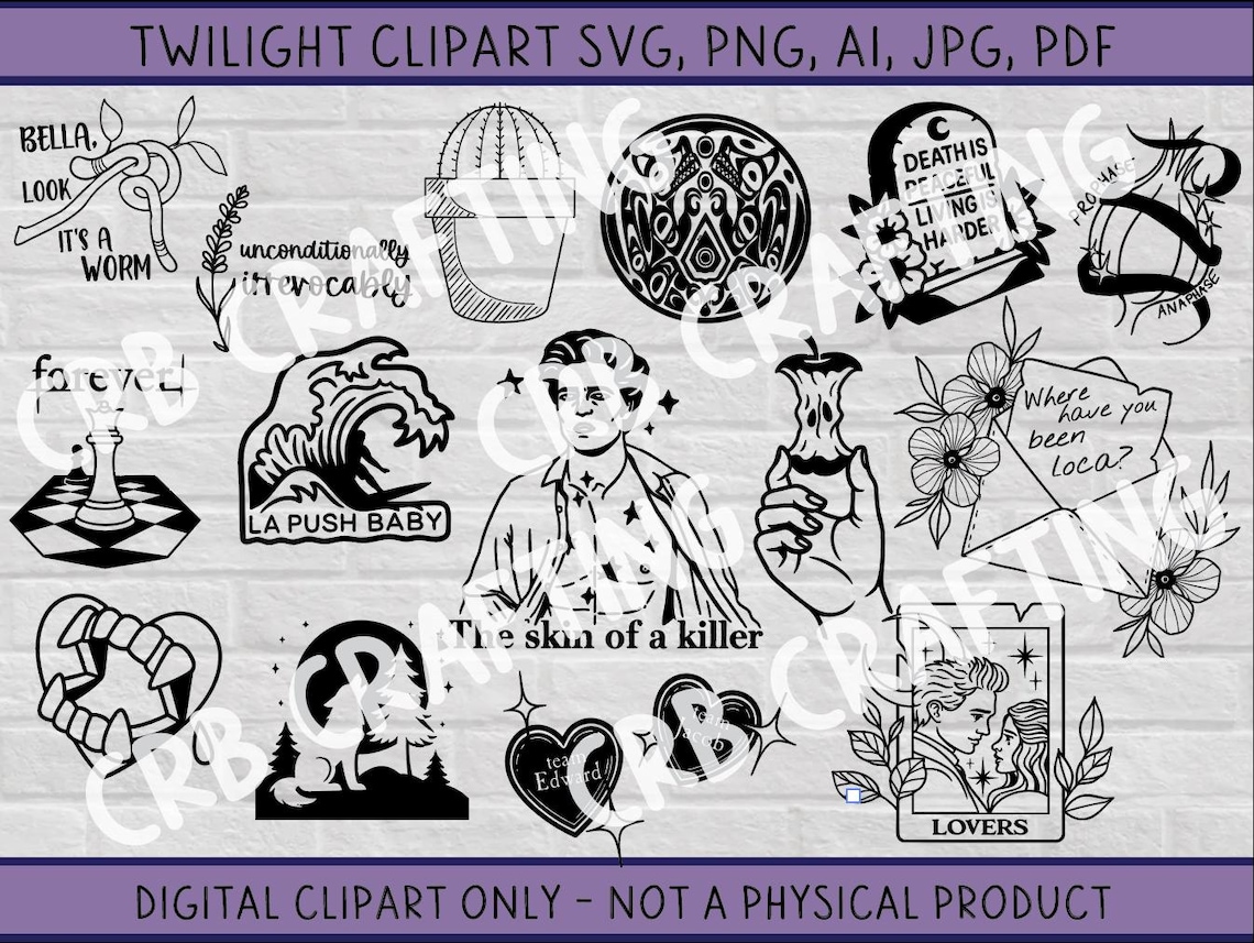 Twilight Saga Vector Clipart Vampire Werewolf Digital Files, Bella Swan ...