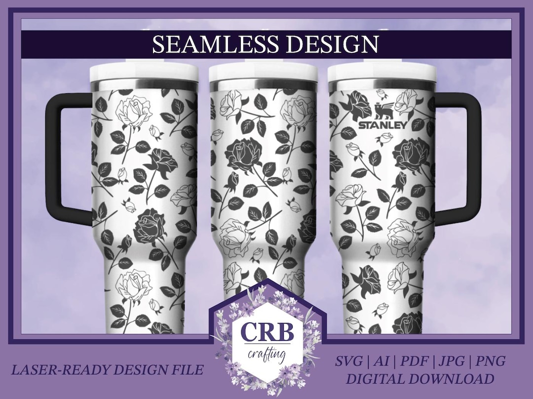 Vintage Roses Seamless Tumbler Wrap SVG Vector Laser File | Pretty ...