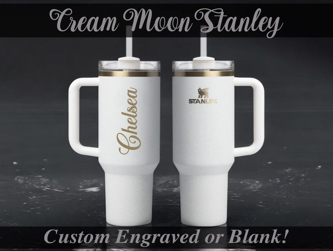Cream Moon Stanley 40 Oz Quencher Custom Engraved Name Cream and Copper ...