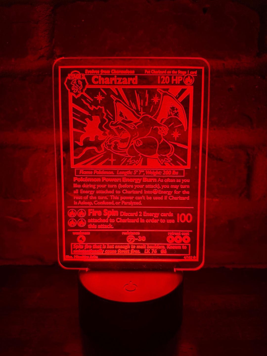 Custom Pokemon Card Acrylic Night Light Personalized TCG Gifts Pokeball ...