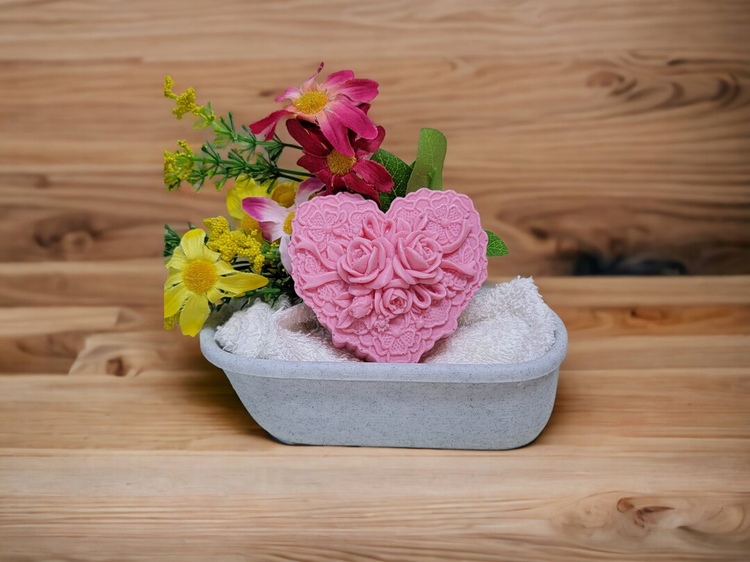 Rose-scented Heart-shaped Soap Bar Adorned With Real Roses ...