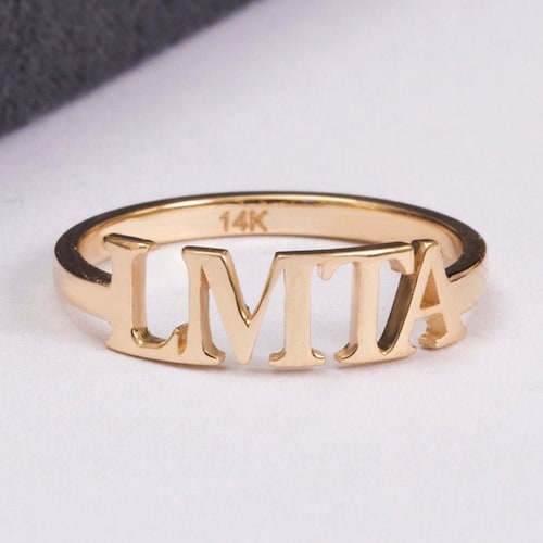 14k 18k Solid Gold Custom Name Ring Personalized Name Ring - Etsy