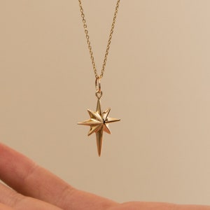 Starburst Cremation Urn Pendant Necklace 14K 18K SOLID Gold, North Star ...