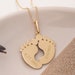 14k 18k Solid Engraved Baby Feet Necklace, Custom Name Date Engrave ...