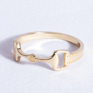 Horse Bit Ring in 10K 14K 18K Solid Gold, Horse Lover Rings, Equestrian ...