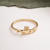 Diamond Crescent Moon Star Ring 14K 18K Solid Gold, Dainty Moon Star ...