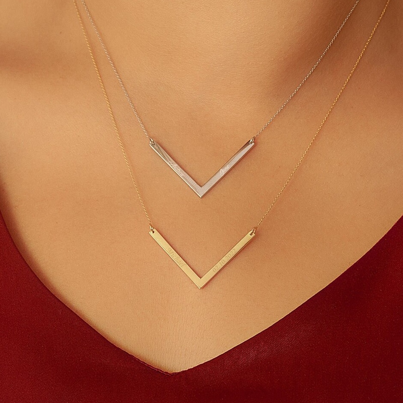 Gold Chevron Necklace - Etsy