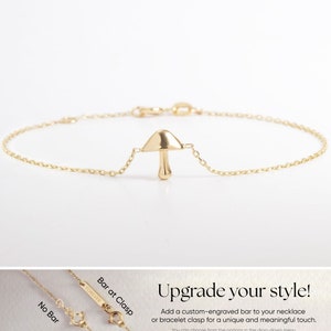 Tiny Mushroom Bracelet in 14K or 18K SOLID Gold, Nature Inspired ...
