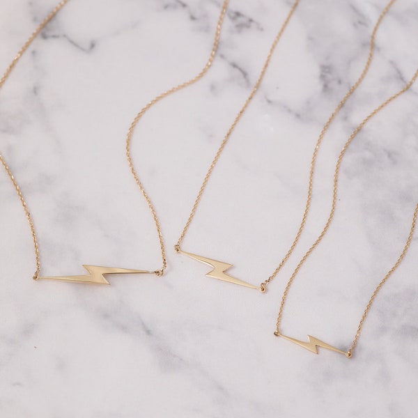 Gold Lightning Bolt Necklace - Etsy