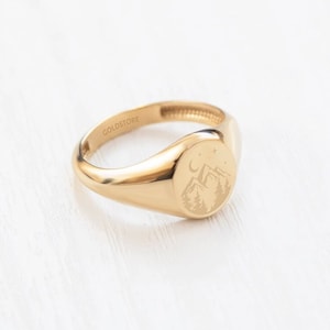 14k/18k Solid Gold Mountain Signet Ring - Adventure & Wanderlust ...